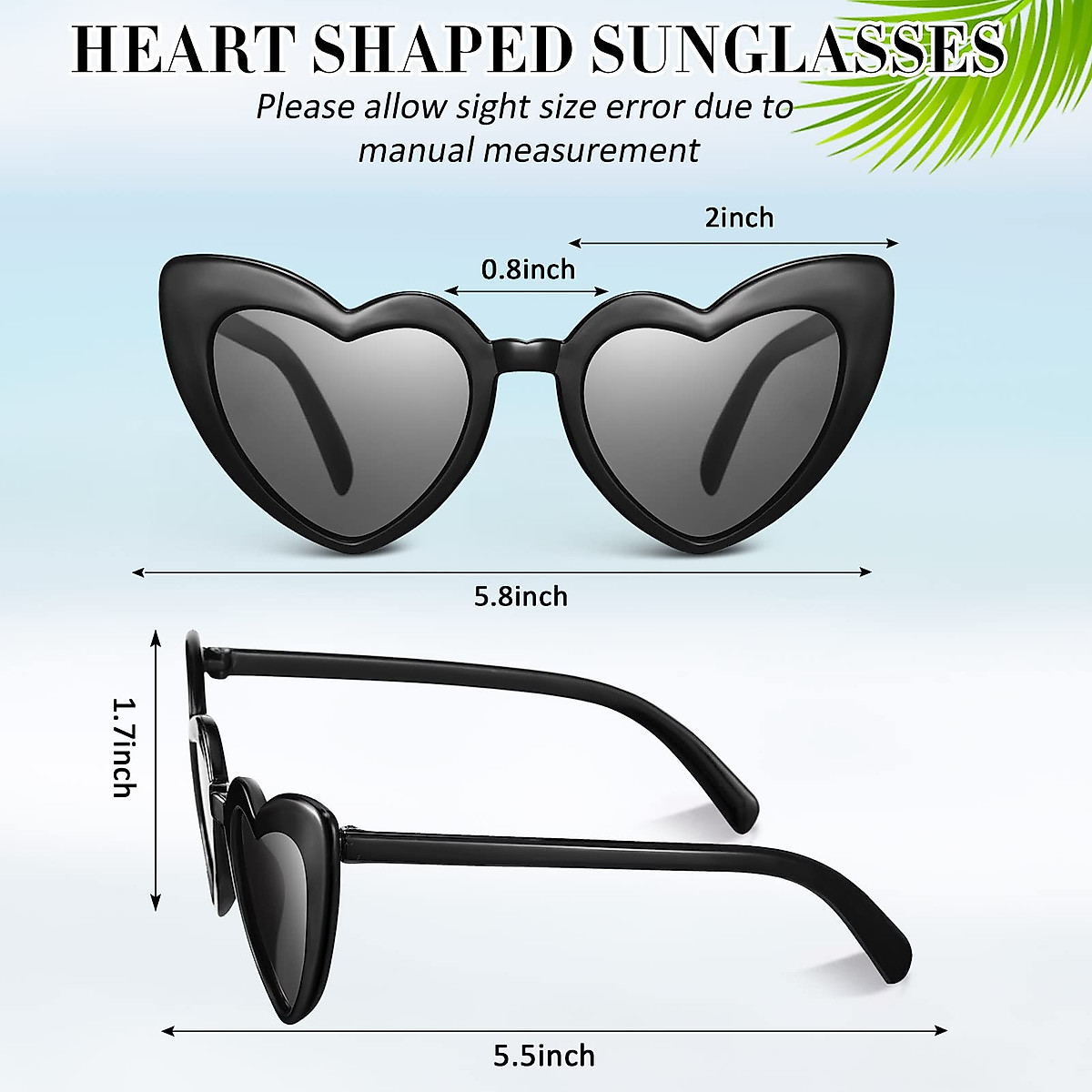 50 Pairs Heart Shaped Sunglasses Vintage Heart Sunglasses Bride Sunglasses Women's Sunglasses Retro Glasses for Wedding (Black)