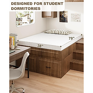 Zenzy 3" Twin Extra Long Firm Memory Foam Mattress Topper, [Removable] [Washable] Cover and [Adjustable] Straps, CertiPUR-US Certified Firm Mattress Topper Twin XL for College Dorm- Beige