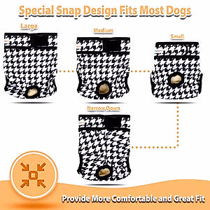Langsprit Washable Female Dog Diapers (3 Pack) - No Leak Reusable Diapers for Doggy Female in Period - Highly Absorbent Dog Heat Panties with Adjustable Snaps M