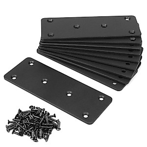 MOUNTAIN_ARK 10 Pack Black Flat Mending Plate, 5" x 1-7/8" Steel Straight Braces, Repair Connector