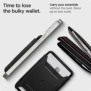 Spigen (MagFit Rugged Armor Magnetic Wallet Card Holder Designed for MagSafe Compatible with iPhone 14, iPhone 13, iPhone 12 Models - Matte Black