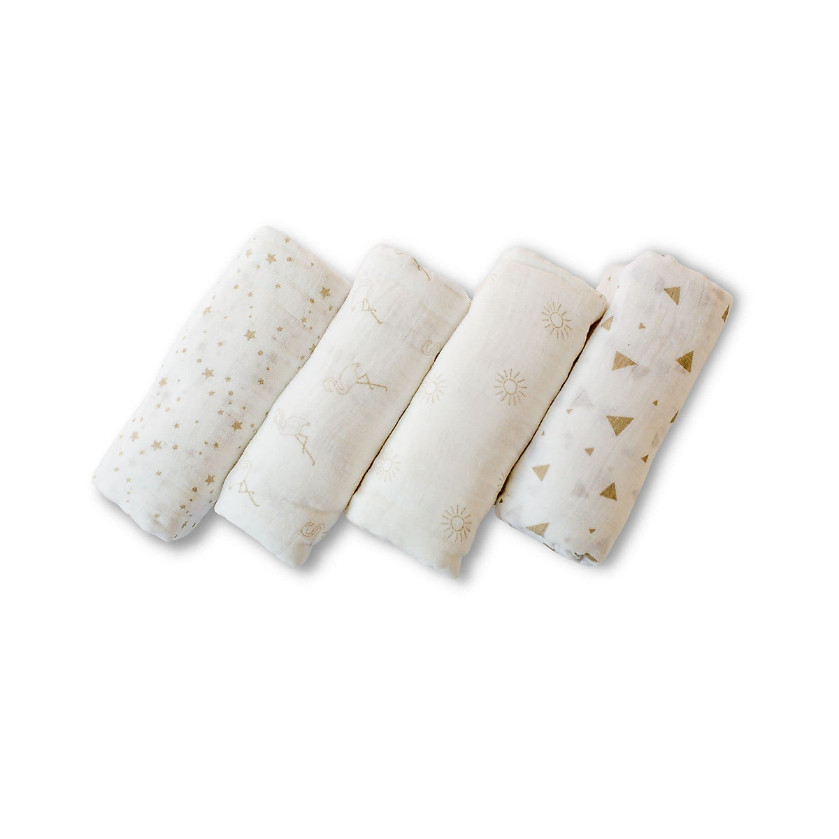 Funki Flamingo Premium 100% Cotton Baby Muslin Swaddle Blankets | Extra Large 120 x 120cm Pack of 4 Unisex Designs | Luxurious Breathable Soft Cotton | 100% Infinity Guarantee | Ideal Baby Gift