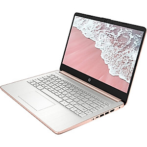 HP 2022 Premium 14-inch HD Thin and Light Laptop, Intel Quad-Core Processor, 32GB RAM, 64GB Storage, Long Battery Life, Webcam, Bluetooth, HDMI, Wi-Fi, Rose Gold, Windows 11 + 1 Year Microsoft 365