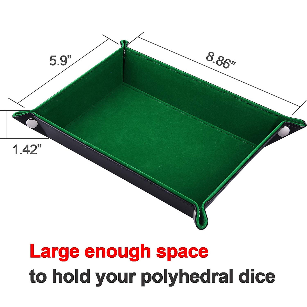 SIQUK Double Sided Dice Tray Folding Rectangle PU Leather and Dark Green Velvet Dice Holder