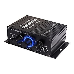 XMSJSIY 12V HiFi Stereo Audio Amplifier for Car 2 Channel HiFi Bass Audio Subwoofer Amp for Cars CD DVD MP3 Player Speakers