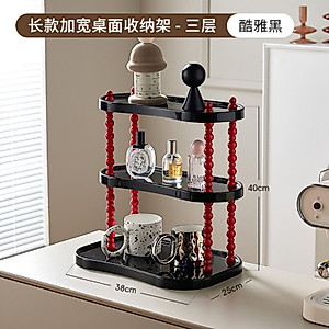 Generic Daily Furniture 3 Tier Wooden Jewelry Display Stand, Organizer for Home Living Room Kitchen Dining Table storage for small spaces organizer cart, Black