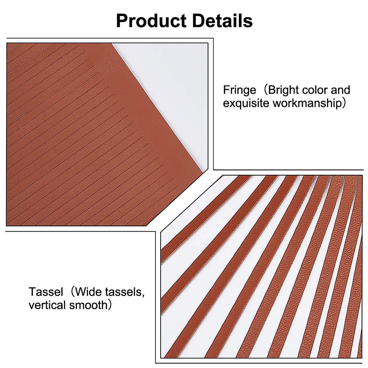 PH PandaHall 2 Yards Leather Fringe Trim, 5.9 Inch PU Leather Tassels Brown Tassel Trim DIY Dance Skirt Tassel Fringe Wrap Cover for Keychain Clothe Dress DIY Lamp Shade Bag Sewing Craft Embellishment