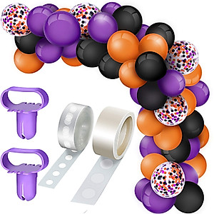 Gejoy 129 Pcs Pink Birthday Garland Arch Kit Confetti Latex Balloons with 2 Rolls Tape Valentines Decorations Party Balloons Wedding Baby Shower Decor(Black, Orange, Purple)