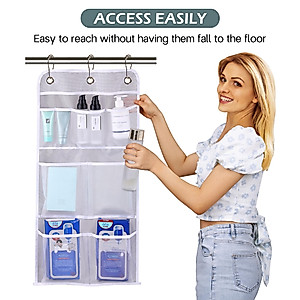 MISSLO 2 Pack Mesh Shower Caddy Hanging for Travel Quick Dry Shower Hanging Organizer Cruise RV Camper Bathroom with Over Door Hooks and Shower Curtain Hooks