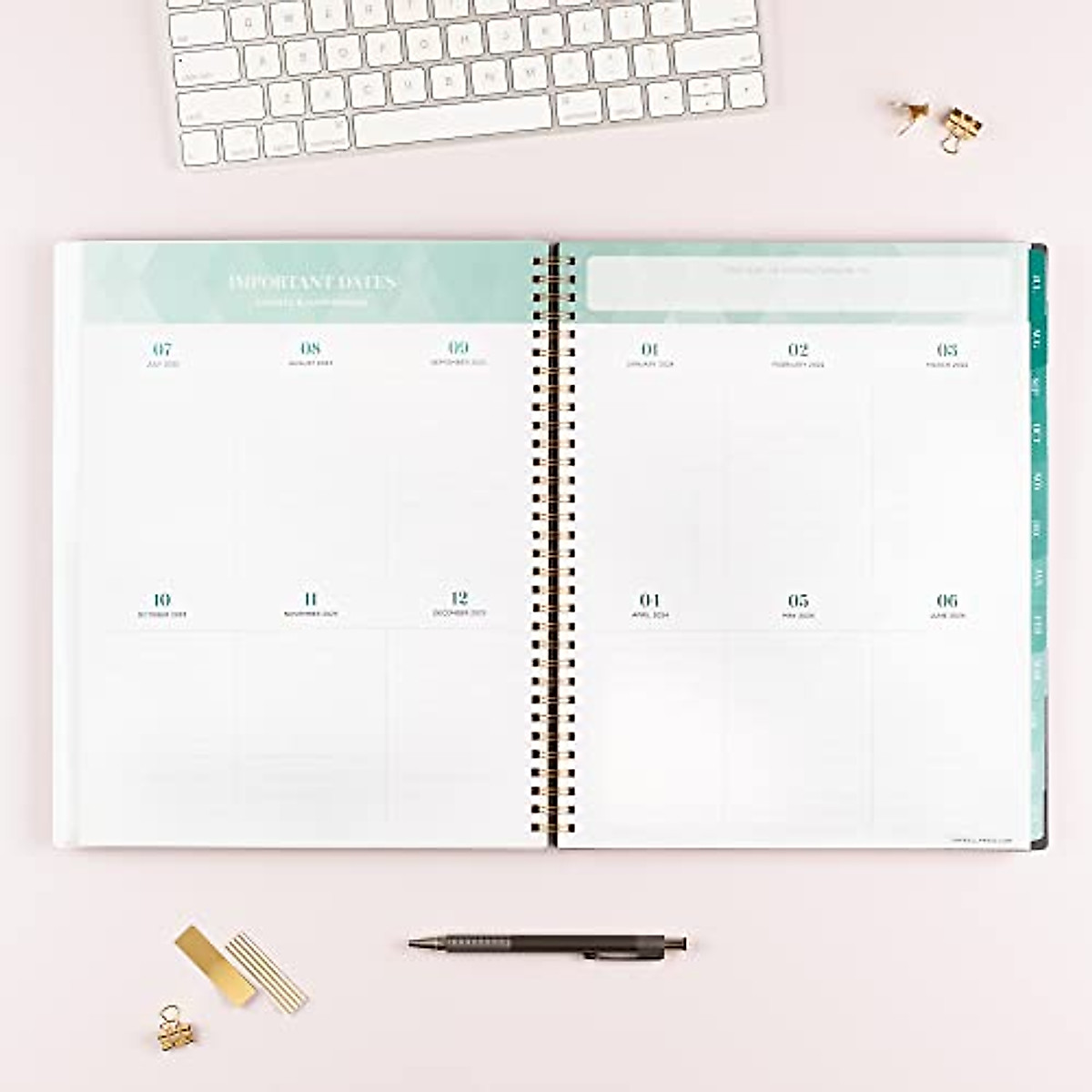 Blue Sky inkWELL Press for 2023-2024 Academic Year Weekly and Monthly Planner, 8.5' x 11', Flexible Cover, Wirebound, Ombre Diamond Charcoal (136451)