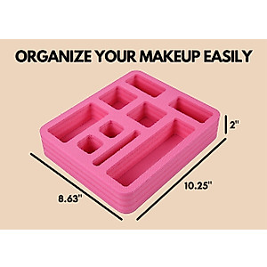 Polar Whale 2 Makeup Pink Drawer Organizers Tray Washable Waterproof Durable Foam Insert for Home Bathroom Bedroom Office 8.6 x 10.25 Inches 9 Compartments for Lipstick Eyeliner Cosmetics and More