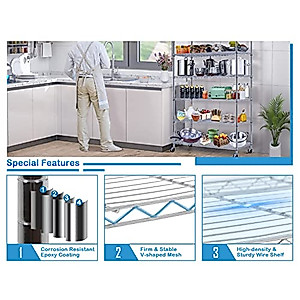 6-Tier Metal Wire Shelving Unit w/Wheels Height Adjustable Storage Rack NSF Certified Storage Shelves 2150/500 Lbs Capacity Standing Utility Shelf for Laundry Kitchen Pantry Garage Organization