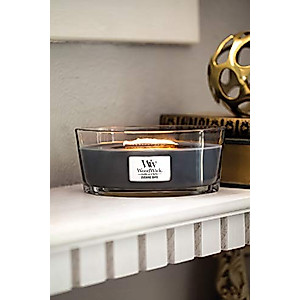 WoodWick Ellipse Scented Candle, Evening Bonfire, 16oz | Up to 50 Hours Burn Time