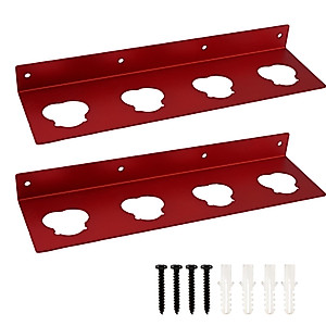 2Pcs Battery Holder for Milwaukee M12, Wall Mount Battery Storage for 4Pcs Batteries, Metal Battery Holder Organizers M12 Packout Accessories(Red)