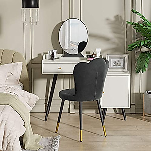 Cozy Castle Kitchen & Dining Room Chairs, Upholstered Dining Chairs, Velvet Kitchen Chairs Set of 2, Charcoal Black