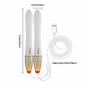 Double Heads USB Heating Rod for Doll, LED Indicator Portable Toy Warmer, Automatic Temperature Control USB Warmer, Safe, Fast Heating and Waterproof, Dual Heater in 1 Cable, White