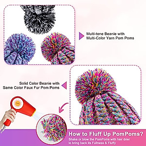 Baby Beanie Hat 3 Packs with Cute Smiley Face, Baby Winter Hat Fleece Lined,Toddler Beanie with Pom Pom for Girls Boys Rainbow Mix & Black Mix & Purple Mix