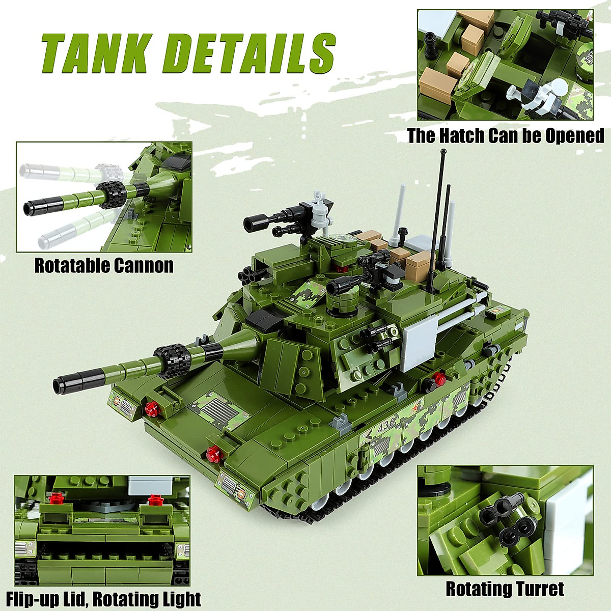 City War Military Tank Building Blocks Set, 6-in-1 Army Armored Force Construction Kit with Vehicles, Airplane, Boat, Creative Roleplay STEM Toy Gift for Kids, Boys Girls Ages 6+ (952 Pieces)