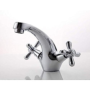 Kitchen Taps Classic Silver Bathroom Basin Faucet Mixer Toilet Faucet Double Handle Bath Faucet Hot and Cold Water Mixer Control