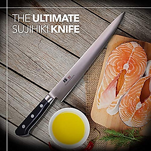 JCK Original Kagayaki Japanese Chef’s Knife, KG-9ES Professional Sujihiki Knife, VG-1 High Carbon Japanese Stainless Steel Pro Kitchen Knife with Ergonomic Pakka Wood Handle, 9.4 inch