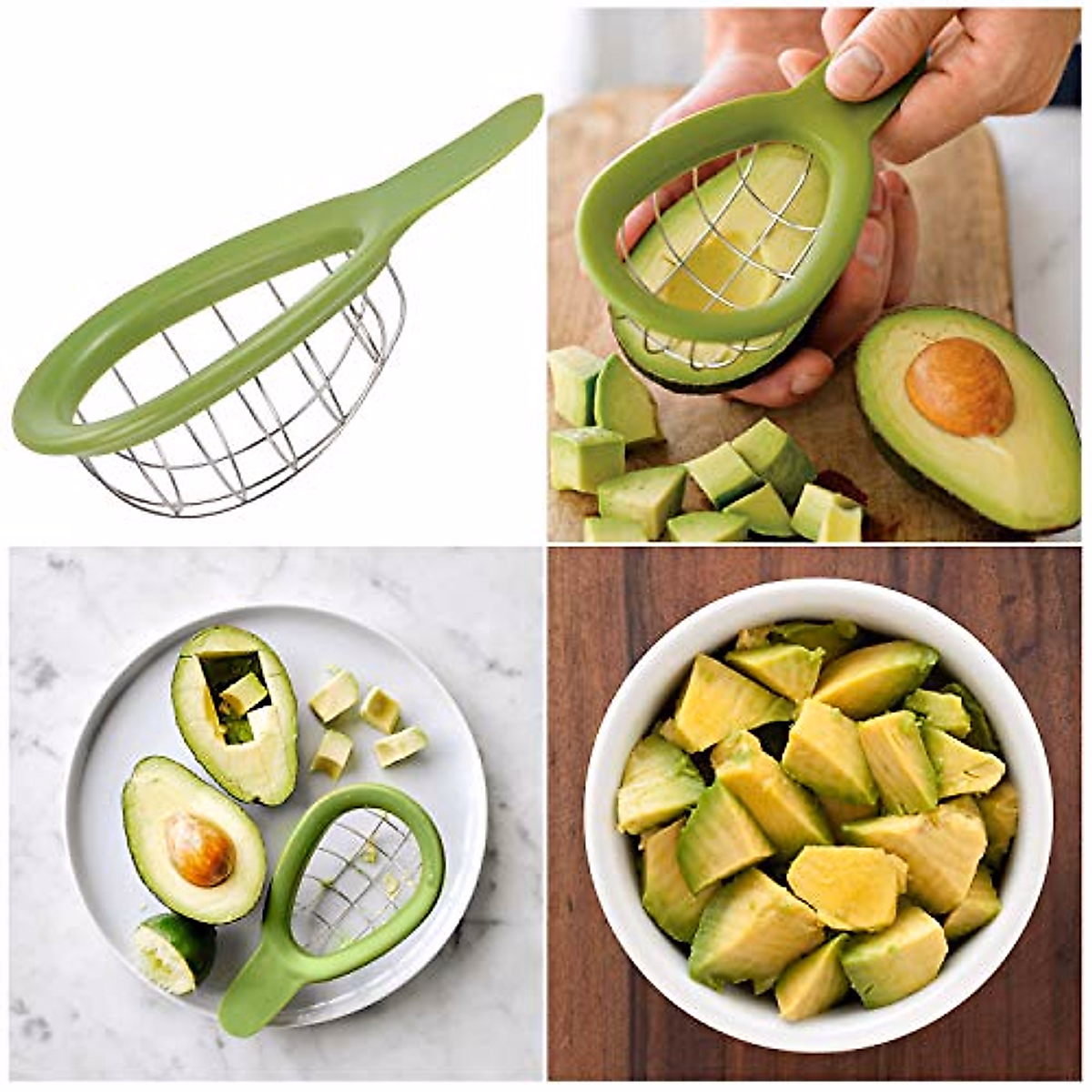 Avocado 3 Piece Set Avocado Slicer, Knife, Peeler, Pitter, Cuber, Dicer, Keeper For Everything That You Will Ever Need For Your Avocados