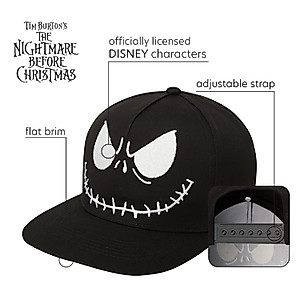 Disney Men’s Nightmare Before Christmas Hat – Jack Skellington Baseball Cap, Dad Hat, Size One Size, Jack Skellington Black