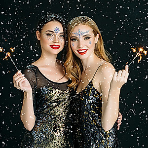 Lusy DM 12 Sets Face Gems Mermaid Face Jewels Rhinestone Rave Face Gems Temporary Tattoos Crystal Face Jewels Stickers for Race Carnival Festival Party