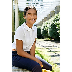 French Toast Little Girls' Short Sleeve Peter Pan Collar Blouse, White, 4