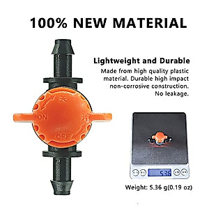 TALEGEN 30 pcs 1/4 Inch Barbed Shut-Off Valve Universal Plastic 1/4” Drip Irrigation Tubing Coupling Valve