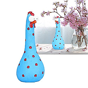 Chicken Statue, Big Eye Chicken Long Neck, Microlandschaft Hand Crafted Resin Animal Garden Statues for Garden Yard Art Decoration(Blue)