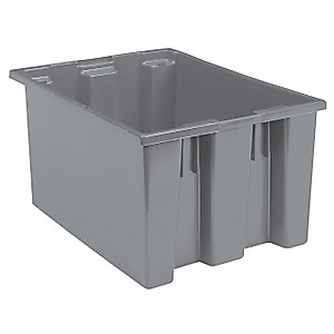 Akro-Mils 35230 Nest and Stack Plastic Storage Container and Distribution Tote, (23-1/2-Inch L x 19-1/2-Inch W x 13-Inch H), Gray, (3-Pack)