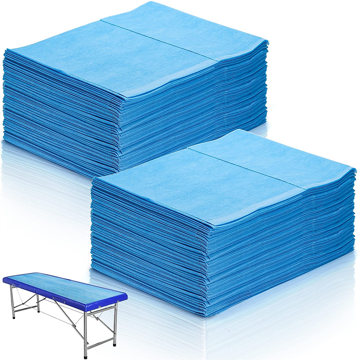 DEAYOU 40 PCS Spa Bed Sheets, Non Woven Fabric Bed Cover for Tattoo, Hotel, Esthetician, 31" x 70", Oil-Proof, Blue