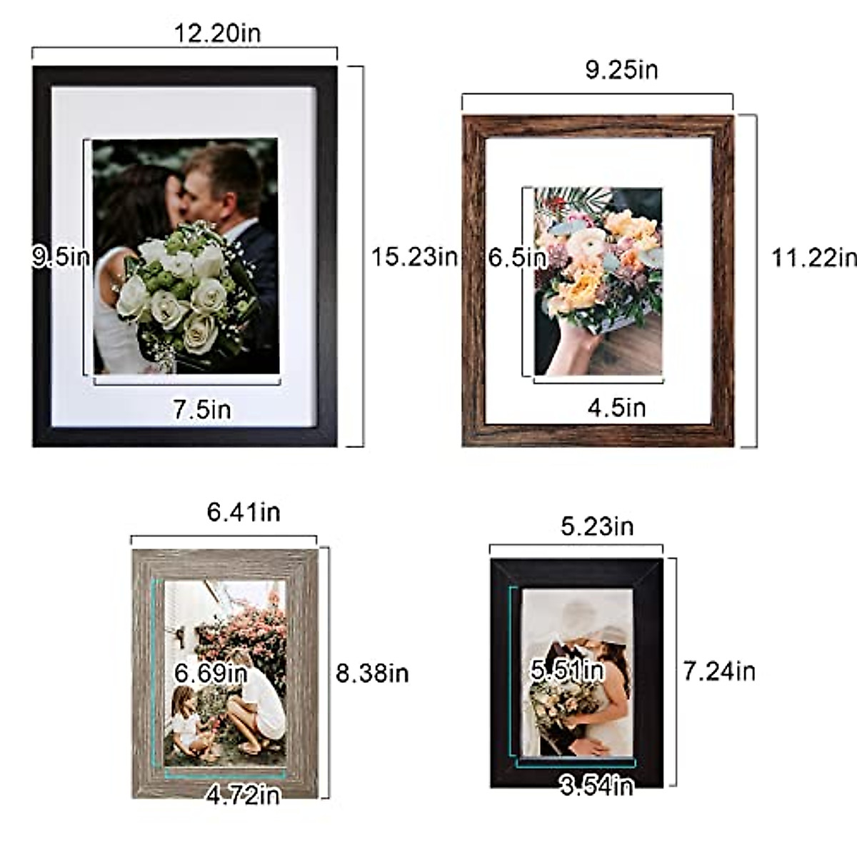 SESEAT Picture Frames Collage, Gallery Wall Frame Set with 11x14 8x10 5x7 4x6 Frames in 3 Different Finishes, Set of 10