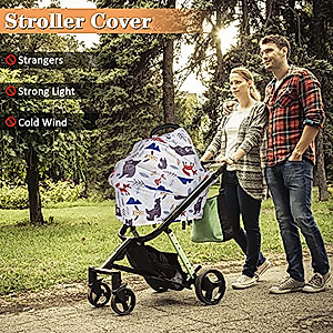 Baby Car Seat Cover, Nursing Cover for Breastfeeding, Baby Carseat Canopy for Boys and Girls, Infant Car Seat Cover, Multiuse Baby Shopping Cart/High Chair/Stroller Covers (Little Bear)