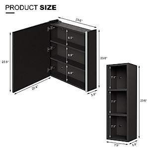 Mepplzian Black Lighted Medicine Cabinet with Mirror,Led Medicine Cabinet for Bathroom,Illuminated Mirrored Medicine Cabinet Wall Mounted,Bathroom Mirror with Storage,32 x 24 Inch