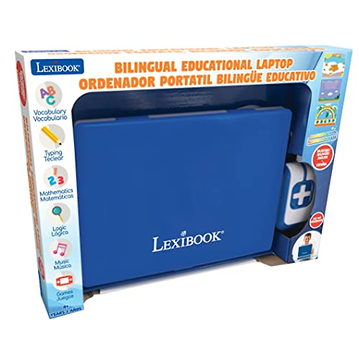 Lexibook - Educational and Bilingual Laptop Spanish/English - Toy for Child Kid (Boys & Girls) 130 Activities, Learn Play Games and Music - Blue - JC798i2
