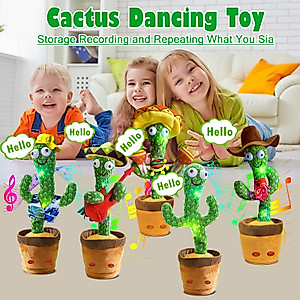 Dancing Cactus, Talking Cactus Toy, Sunny The Cactus Toy Repeats What You Say Electronic Dancing Cactus with Lighting Recording Mimicking Cactus Toy, Electronic Plush Singing Toy for Kids (Cowboy)