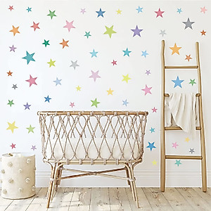 Supzone 165Pcs Colorful Star Wall Stickers Boho Star Wall Decals Rainbow Colors Star DIY Vinyl Wall Art Sticker for Kids Baby Nursery Bedroom Playroom Living Room Kindergarten Wall Decor