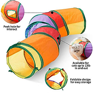 Blnboimrun Cat Tunnel with Play Ball, Interactive Peek-a-Boo Cat Chute Cat Tube Toy, Camouflage S-Tunnel for Indoor Cat