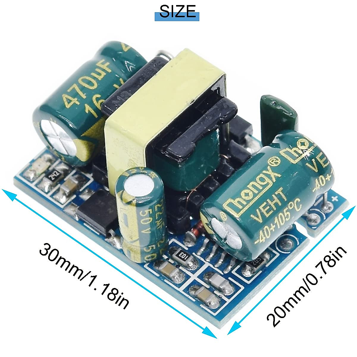 DKARDU 5 pcs AC-DC 12V 450mA Buck Module Power Supply Buck Converter Step Down Module 5.4W Transformers with red and Black Cable