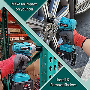 Kinswood Cordless Impact Wrench, 1/2 Chuck Impact Driver/Drill/Screws with 3100RPM Variable Speed, Torque 320 ft-lbs,20v 2xLithium-Ion 3.0AH Battery Pack Safety Lock Design