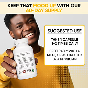 Lifted Naturals Mood Boosting Probiotic 30 Billion CFU - Mood Support Supplement, Prebiotics and Probiotics for Women & Men, Acidophilus Lactobacillus Probiotic, Shelf Stable & Non-GMO, 60 Capsules