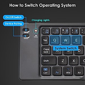 SANWA Foldable Bluetooth Keyboard, Rechargeable Wireless Folding Keypad, Portable & Slim, for Laptop Desktop Computer PC iPad/iPhone Tablet Smartphone, Compatible with MacBook, Windows, Android, iOS