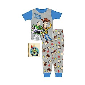 Disney Boys' Toy Story 2-Piece Snug-Fit Cotton Pajamas Set With Book, COUNT ON ME, 4T