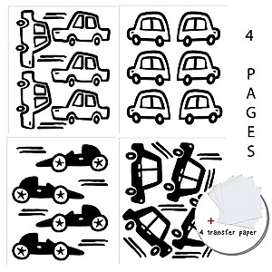 The Boho Design Cars Wall Decals Peel and Stick for Kids, Baby Bedroom Nursery and Living Room. 34 Adhesive Vinyl Wall Stickers Decor. 19 Cars. Original Artist Design (Black)