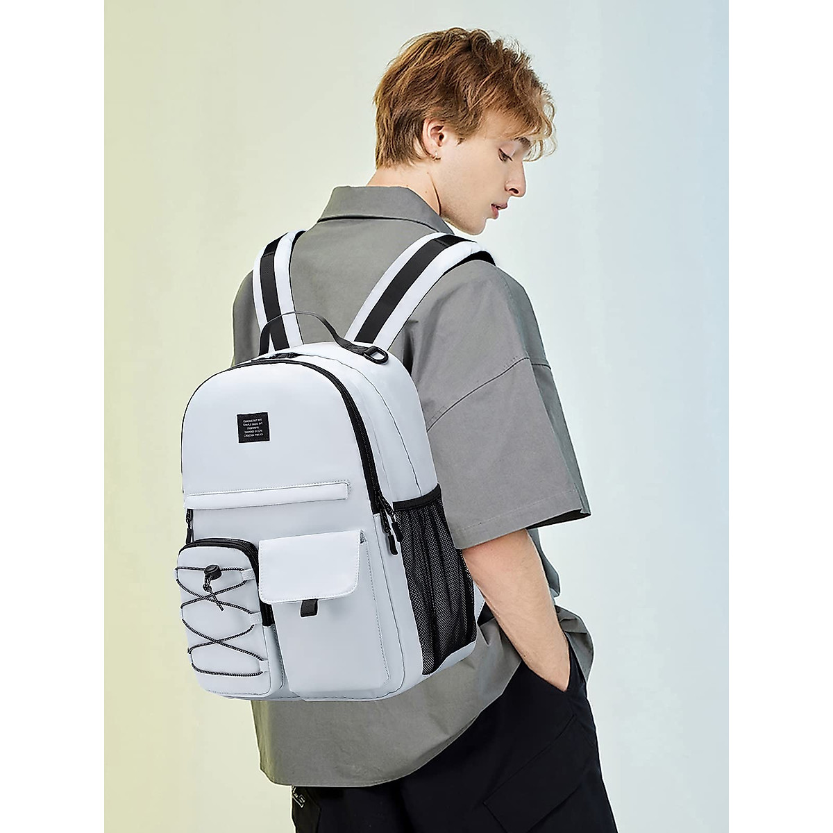 Lohol Fashion Backpack for Travel School College Work, Big Bookbag with 15 Inch Laptop Compartment for Teen Girls & Boys (Grey)