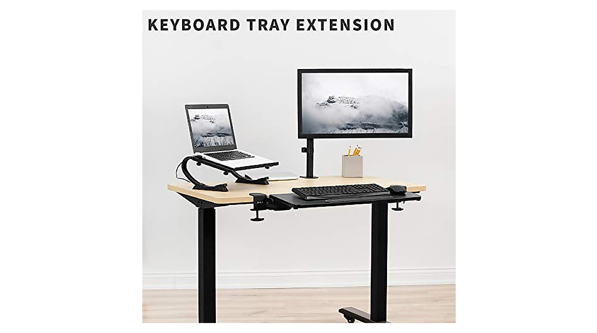 VIVO Clamp On Tilting Keyboard Tray for Ergonomic Typing