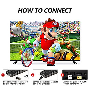 Wireless Retro Game Console, 4K HDMI Nostalgia Stick Game, Retro Game Stick Built-in 10000+ Games for 9 Classic Emulators and TV, with Dual 2.4G Wireless Controllers and 64G TF Card