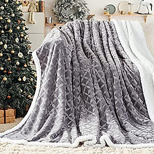 Inhand Sherpa Throw Blanket 51”x63” (Grey) Warm Soft Large Sherpa Fleece Blankets and Throws Cozy Fluffy Reversible Flannel Fleece Blanket for Couch Sofa Bed Lap Plush Fuzzy Brushed Blanket