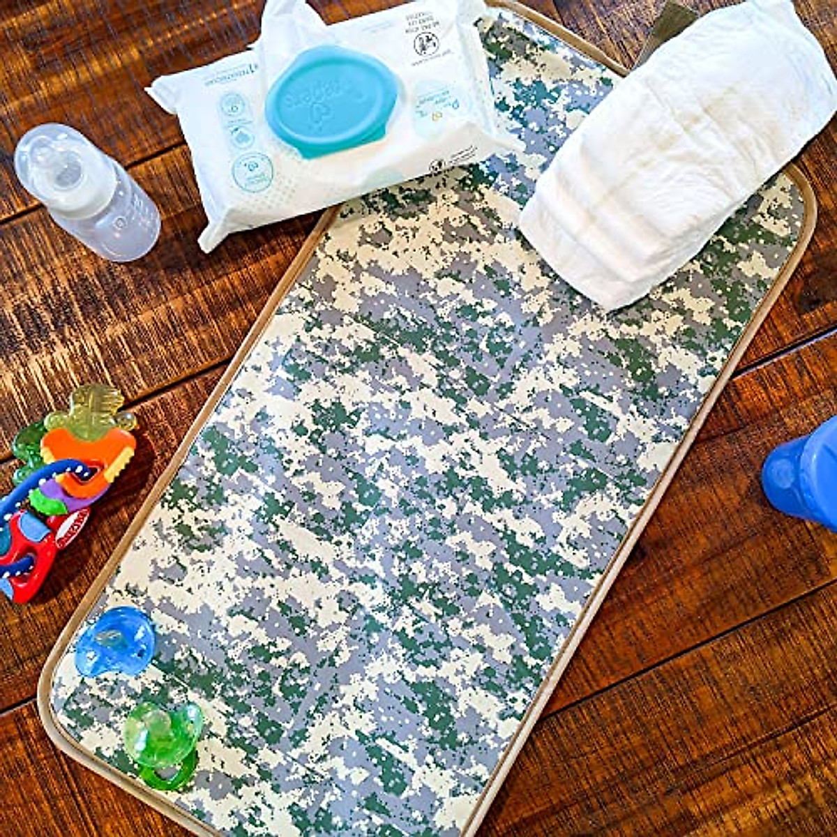 ActiveDoodie Dad Diaper Bag for Men with Camo Changing Pad, USA Dad Squad Patches, Diaper Bag for Dad, Coyote Brown